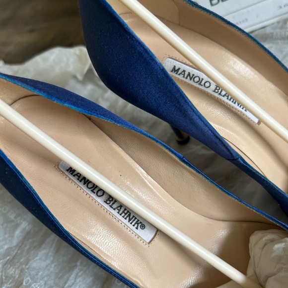 Manolo Blahnik | Shoes | Manolo Blahnik Blue Crystal Embellished Heels ...